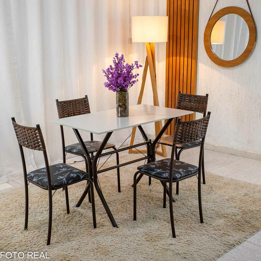 Mesa Atlanta Base Cabo Frio Marrom Tampo Pedra Off 100×60 4 Cadeiras ...