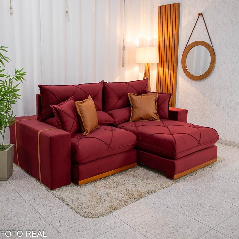 Sofá Retrátil Reclinável Gran Bello 2.30m Veludo Vinho 04 – Molas Ensacadas Pocket – Blessed ...